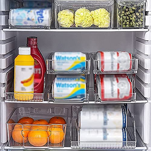 DAOGUAN Soda Can Organizer PET Double-Layer Automatic Roll-Off Refrigerator Organizer Bins with Handle for Fridge Freezer Cabinets Countertop, Clear, 13.6inch*5.31inch*6.02inch (VXORWB44GG2R04MP12A)