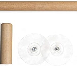 Premium Self-Adhesive Natural Beech Wood Towel Rack/Paper Towel Holder, Stick on Wall Towel Bar/Paper Towel Hanger for Bathroom/Kitchen - (Self-Adhesion & Drilling Installation)