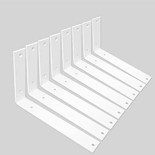 Shelf Brackets 10 Inch Wall Brackets L Brackets 8PCS Heavy Duty Brackets for Shelves Metal White Rustic Industrial Brackets for DIY Opening Shelves Project Hardware Included