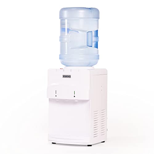 Igloo Top Loading Hot and Cold Water Dispenser - Water Cooler for 5 Gallon Bottles and 3 Gallon Bottles - Includes Child Safety Lock - Water Machine Perfect for Home, Office, & More - White Countertop