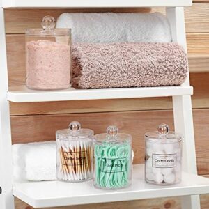 AOZITA 8 Pack Qtip Holder Dispenser for Cotton Ball, Cotton Swab, Cotton Round Pads, Floss - 10 oz Clear Plastic Apothecary Jar Set for Bathroom Canister Storage Organization, Vanity Makeup Organizer