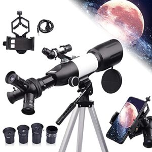 bebang telescope for adults & kids - 70mm aperture 400mm refractor telescope for astronomy beginners, 3 rotatable eyepieces, easy to set up