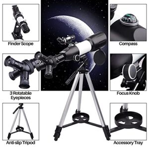 BEBANG Telescope for Adults & Kids - 70mm Aperture 400mm Refractor Telescope for Astronomy Beginners, 3 Rotatable Eyepieces, Easy to Set Up