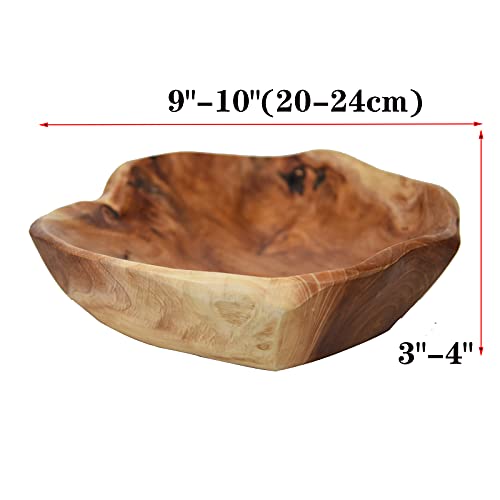 Creative Wood Bowl Root Carved Bowl Handmade Natural Real Wood Candy Serving Bowl (9"-10" )