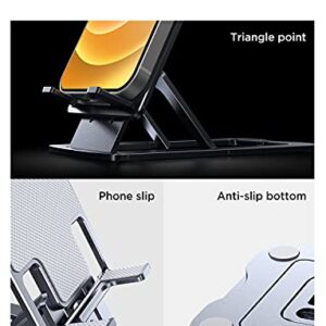 LISEN Travel Essentials Accessories Foldable Cell Phone Stand, [Sturdy Aluminum Metal] Adjustable Cell Phone Holder [Ultra Thin] Portable Stand for Desk Compatible with All Smartphones, Tablets