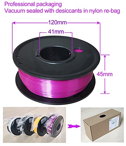 Maths PLA+ 3D Printer Filament 1.75mm (±0.02 mm), Total 1Kg/2.2lb, 0.25Kg/Spool Independent Vacuum Package. 4 Colors Pack for 3D Printer & 3D Pen---Purple, Yellow,Black, White.