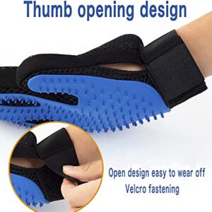 Bangogo Pet Grooming Glove, Gentle Deshedding Brush for Dog and Cat, Efficient Pet Hair Remover Mitt, 1 Pair Left & Right Gentle De-Shedding Glove Brush(Blue) (Blue)