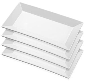 yedio porcelain rectangular dinner platters, 9.75 inch rectangular serving platters for sushi, snacks, cake, meat, appetizer platters-set of 4, white