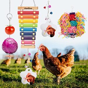 ohanniewa chicken toys for hens chicken xylophone toy chicken mirror and shredding foraging toys for coop