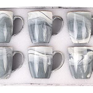 Marble Coffee Mugs Set of 6 Coffee Mug Set of 6 Marble Mug Set of 6 Mug Sets Coffee Tea Milk Cocoa 6 Pack Gray marble Mug Set with Gift Box