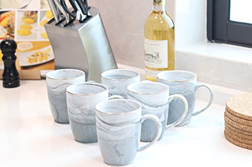 Marble Coffee Mugs Set of 6 Coffee Mug Set of 6 Marble Mug Set of 6 Mug Sets Coffee Tea Milk Cocoa 6 Pack Gray marble Mug Set with Gift Box