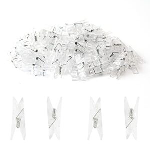 lomimos mini clear utility plastic clip,clothespins for paper clothes photo small card message sealed bag,pack of 100