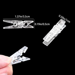 LOMIMOS Mini Clear Utility Plastic Clip,Clothespins for Paper Clothes Photo Small Card Message Sealed Bag,Pack of 100