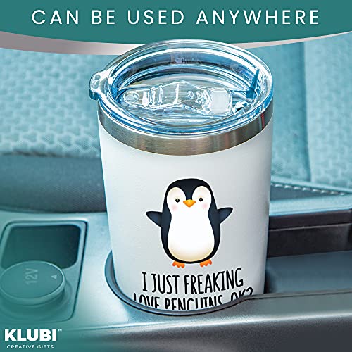 KLUBI Penguin Gifts Coffee Tumbler - Large 20oz Stainless Steel Tumbler - Gift Idea for Penguin Lovers, Women, Men