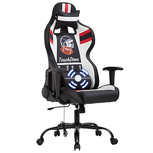 Gaming Chair Massage Office Chair Racing Computer Chair with Lumbar Support Headrest Armrest Task Rolling Swivel Ergonomic PU Leather Adjustable Desk Chair