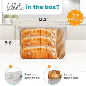 Saratoga Home Farmhouse Bread Box Extra Large, 30% Thicker Stainless Steel Bread Box for Kitchen Countertop, Fits 2+ Loaves, Galvanized Rustic Breadbox