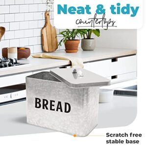 Saratoga Home Farmhouse Bread Box Extra Large, 30% Thicker Stainless Steel Bread Box for Kitchen Countertop, Fits 2+ Loaves, Galvanized Rustic Breadbox