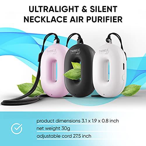 Wearable Air Purifier Necklace - Portable Personal Ionizer - Rechargeable Travel-Size Air Cleaner - Removes Dust Allergen Odor Viruses Bacteria - Use in Office Airplane Train Bus - For Kids and Family