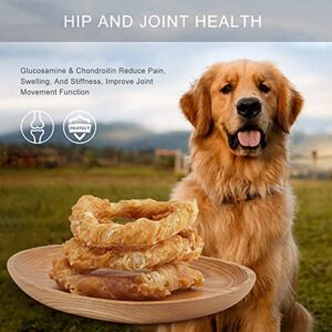 Jungle Calling Beef Tendons for Adult Dogs, Chicken Wrapped Tendons Dog Chews Long Lasting Hip and Joint Supplement for Dogs with Glucosamine (Ring)