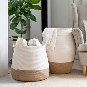 goodpick boho woven toy basket and tall laundry hamper (set of 2)