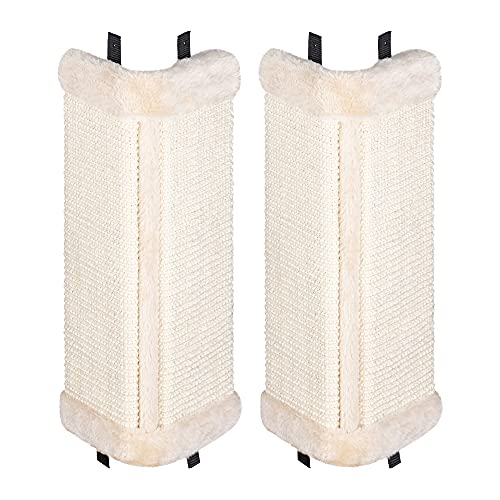 Navaris Corner Wall Cat Scratcher (Set of 2) - Wall Mounted Sisal Scratching Pad for Cats - Vertical Corner Mount Scratch Panel Protector for Walls