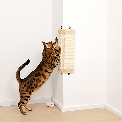 Navaris Corner Wall Cat Scratcher (Set of 2) - Wall Mounted Sisal Scratching Pad for Cats - Vertical Corner Mount Scratch Panel Protector for Walls