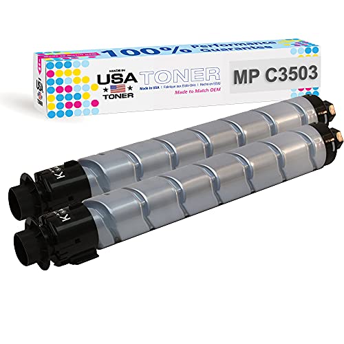 MADE IN USA TONER Compatible Replacement for Ricoh MP C3003 MP C3004 MP C3504 MP C3004ex MP C3504ex 841813 (Black, 2 Pack)