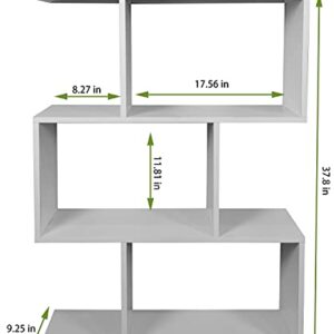 Etnicart - Wooden Bookcase, Shelf Room Divider, 28(W)x9(D)×38(H) in Display, White, Freestanding Decorative Storage Shelving, Modern Office living room Contemporary 3 tier bookshelf 3 shelf bookcase