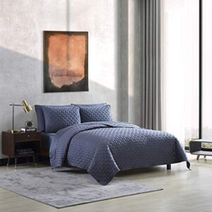 Valeron Palermo Tencel Modal-Performance, Cooling, Silky Soft-Solid Diamond Stitched Quilted Sham Set, Standard, Navy