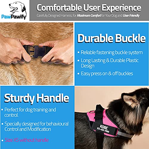 PawPawify Custom No Pull Dog Harness with Name and Phone Number, Heavy Duty Personalized Pet Vest to Prevent Tugging, Pulling, or Choking, Training and Walking