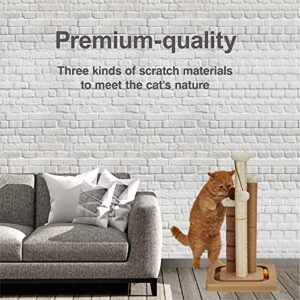 Cat Scratching Post Premium Natural Sisal Jute Carpet 3 Scratch Posts with Interactive Track Ball Base and Hanging Balls Toys Tall Kitten Scratcher for Indoor Kittens and Small Cats