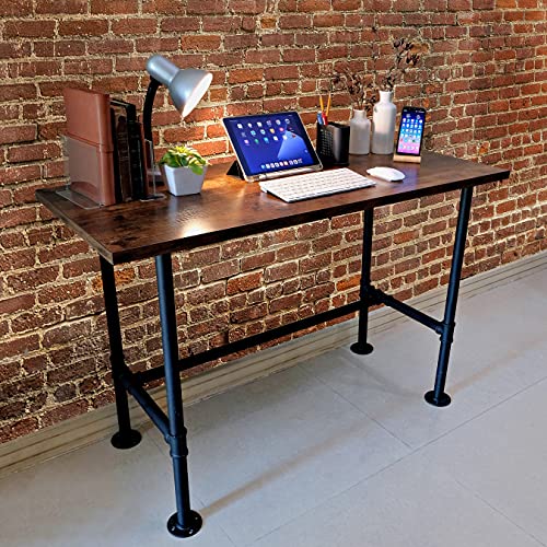 Industrial Pipe Desk Work From Home Set Up, Rustic Industrial Desk Home, Rustic Pipe Table With Industrial Pipe Desk, Industrial Computer Desk Workstation Metal Industrial Desk Style Modern Study Desk