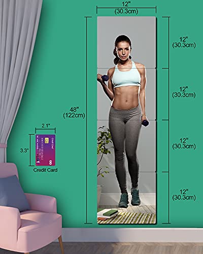 NC Plexiglass Acrylic Soft Mirror Non-Glass shatterproof Mirror Full Length Mirror Wall Mirror Frameless Home Fitness Mirror 4 Pcs 12"x12" cyhqo