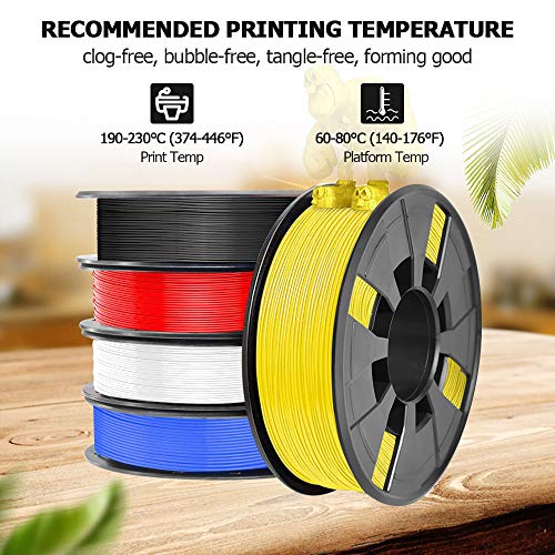 5 Pack PLA 3D Printer Filament, HommyPrefer 1.75mm 250G PLA Pure 3D Printing Filament 1250G in Total, Dimensional Accuracy +/- 0.02mm, 5 Colors 3D Printing PLA Filament Bundle Fit Most 3D Printer