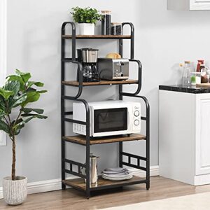 o&k furniture 4-tier kitchen bakers rack with storage shelf, standing microwave oven stand rack spice rack organizer, double-purpose rack for wide application