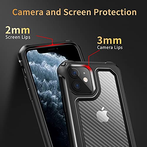 Tuerdan Designed for iPhone 12 Case, iPhone 12 Pro Case, [Military Grade Shockproof] [Soft Bumper & Hard Back] Anti-Scratches, Fingerprint Resistant, Protective Phone Case - 6.1 inch, Black