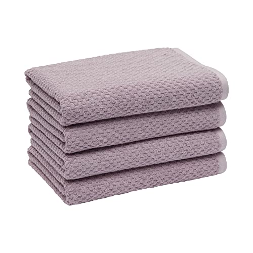 Amazon Basics Odor Resistant Textured Bath Towel, 30 x 54 Inches - 4-Pack, Lavender