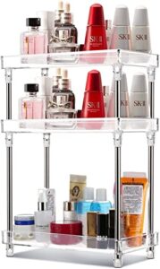 bathroom organizer countertop, 3 tier acrylic vanity tray, counter makeup organizer for skincare cosmetics, multi-functional organizer for bathroom kitchen (3 tier)