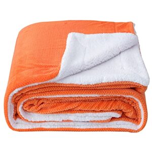 SOCHOW Waffle Sherpa Fleece Throw Blanket, Super Soft Fuzzy Warm, Lightweight Fluffy Reversible Plush Blanket for Bed Sofa Couch, 50 x 60 Inches Orange