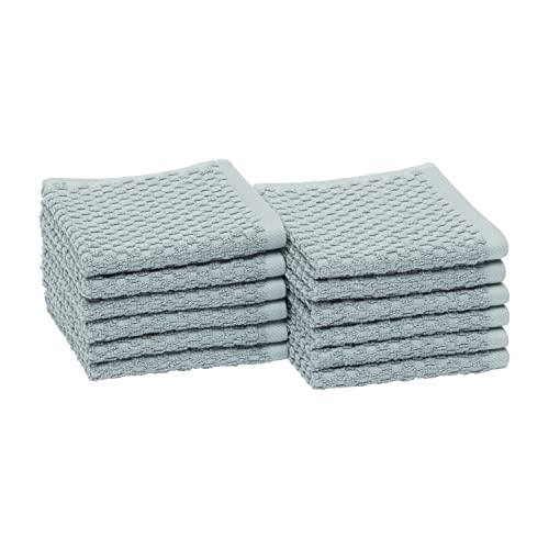 Amazon Basics Odor Resistant Textured Wash Cloth, 12 x 12 Inches - 12-Pack, Teal