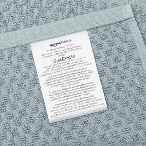 Amazon Basics Odor Resistant Textured Wash Cloth, 12 x 12 Inches - 12-Pack, Teal