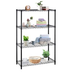 storage shelves 4 tier wire shelving unit heavy duty metal shelf with wheels 36" lx 14" wx 54" h adjustable layer rack utility shelf garage shelving kitchen shelf pantry shelves,1000 lbs, black