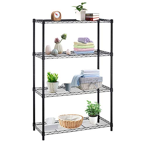 Storage Shelves 4 Tier Wire Shelving Unit Heavy Duty Metal Shelf with Wheels 36" Lx 14" Wx 54" H Adjustable Layer Rack Utility Shelf Garage Shelving Kitchen Shelf Pantry Shelves,1000 LBS, Black