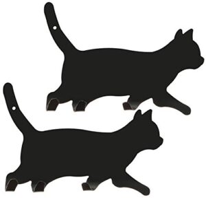 cabilock 2pcs coat hooks self- adhesive walking cat leg key hanger creative decorative iron wall hanger metal towel rack with 3 hook for towel hat scarf bag belt black