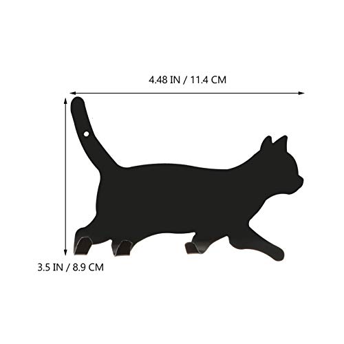 Cabilock 2pcs Coat Hooks Self- Adhesive Walking Cat Leg Key Hanger Creative Decorative Iron Wall Hanger Metal Towel Rack with 3 Hook for Towel Hat Scarf Bag Belt Black