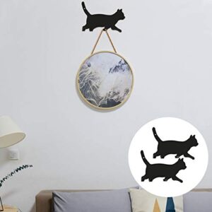 Cabilock 2pcs Coat Hooks Self- Adhesive Walking Cat Leg Key Hanger Creative Decorative Iron Wall Hanger Metal Towel Rack with 3 Hook for Towel Hat Scarf Bag Belt Black