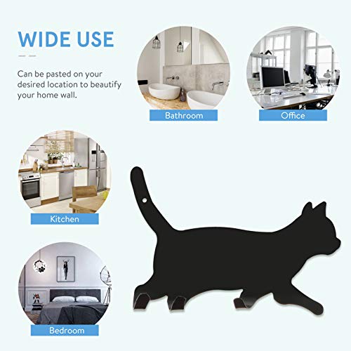 Cabilock 2pcs Coat Hooks Self- Adhesive Walking Cat Leg Key Hanger Creative Decorative Iron Wall Hanger Metal Towel Rack with 3 Hook for Towel Hat Scarf Bag Belt Black