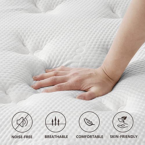 EASELAND Queen Size Mattress - 10 inch Bamboo Pillow Top Hybrid Mattress in a Box, Innerspring & Cooling Gel Memory Foam Mattresses for Supportive & Pressure Relief, Medium Firm