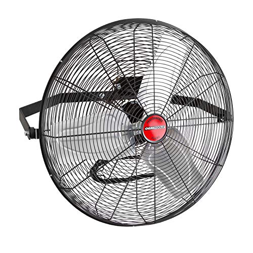 OEMTOOLS OEM24896 24” Heavy Duty Workstation Wall Mount Fan, 7000 CFM Max. Shop Fans, Heavy Duty 360 Degree Tilting Indoor/Outdoor Fan For Garage Fans Wall Mounted Fan, Outdoor Industrial Fan