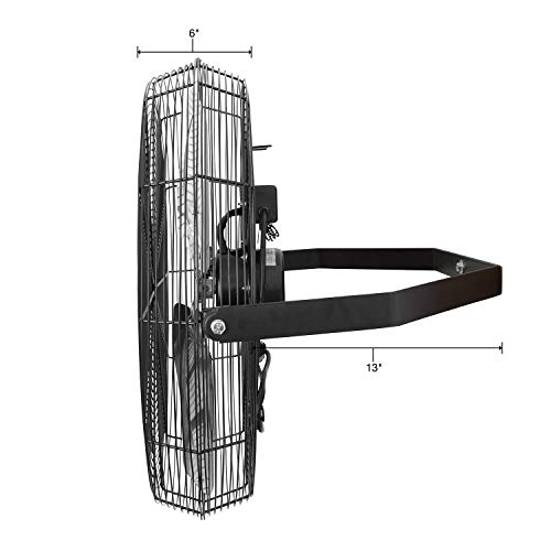 OEMTOOLS OEM24896 24” Heavy Duty Workstation Wall Mount Fan, 7000 CFM Max. Shop Fans, Heavy Duty 360 Degree Tilting Indoor/Outdoor Fan For Garage Fans Wall Mounted Fan, Outdoor Industrial Fan